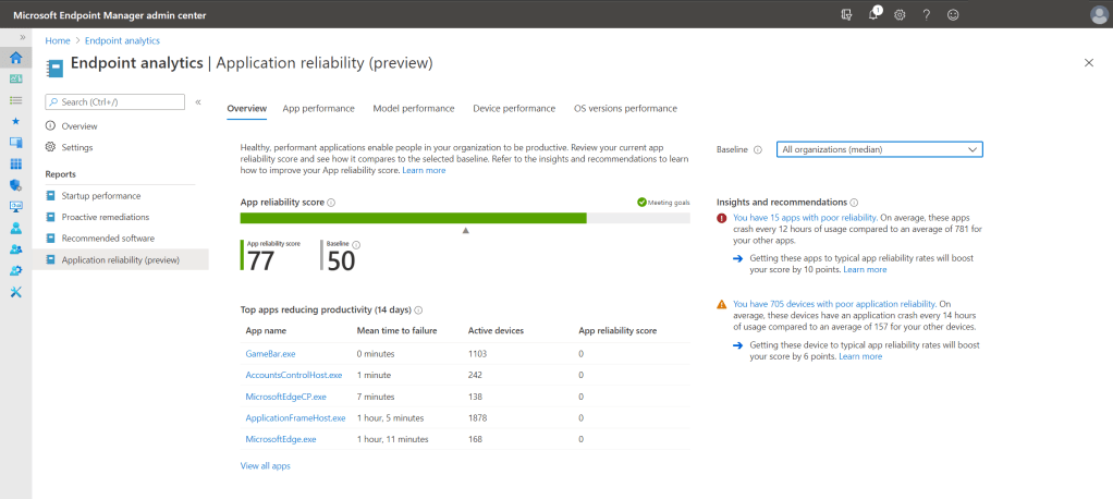 Part 5 – Improve endpoint user experience with Microsoft Endpoint Analytics: Application ...
